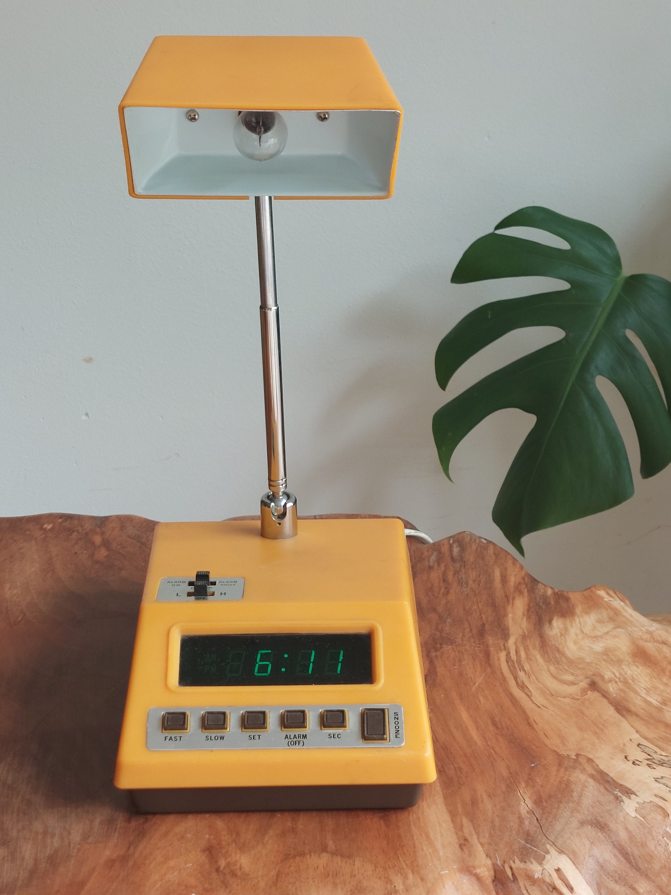 Vintage Desk Lamp With Alarm Clock / Space Age Alarm Clock With Lamp ...
