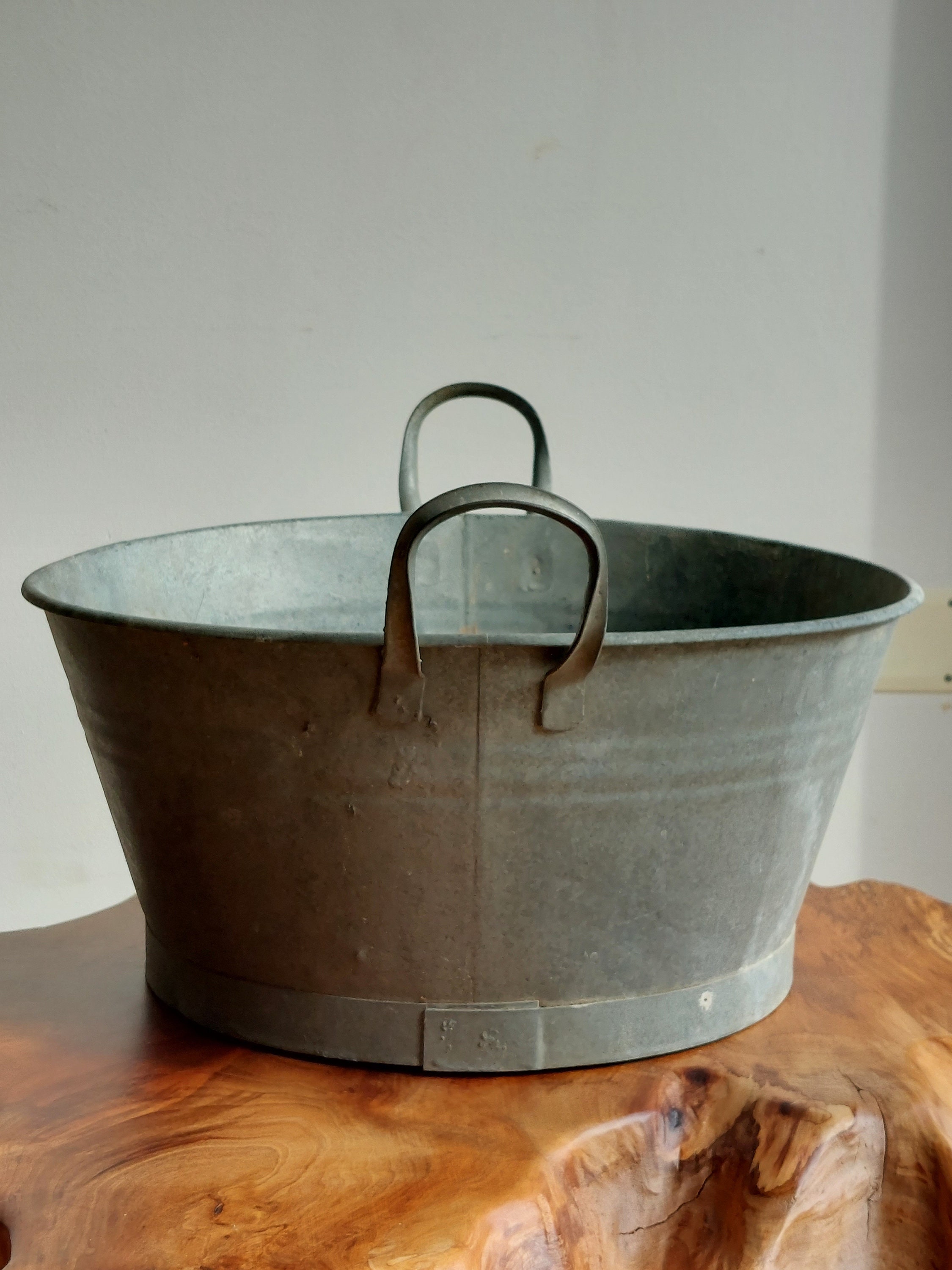 Vintage Zinc Garden Bowl/two Handled Zinc Basin/garden - Etsy