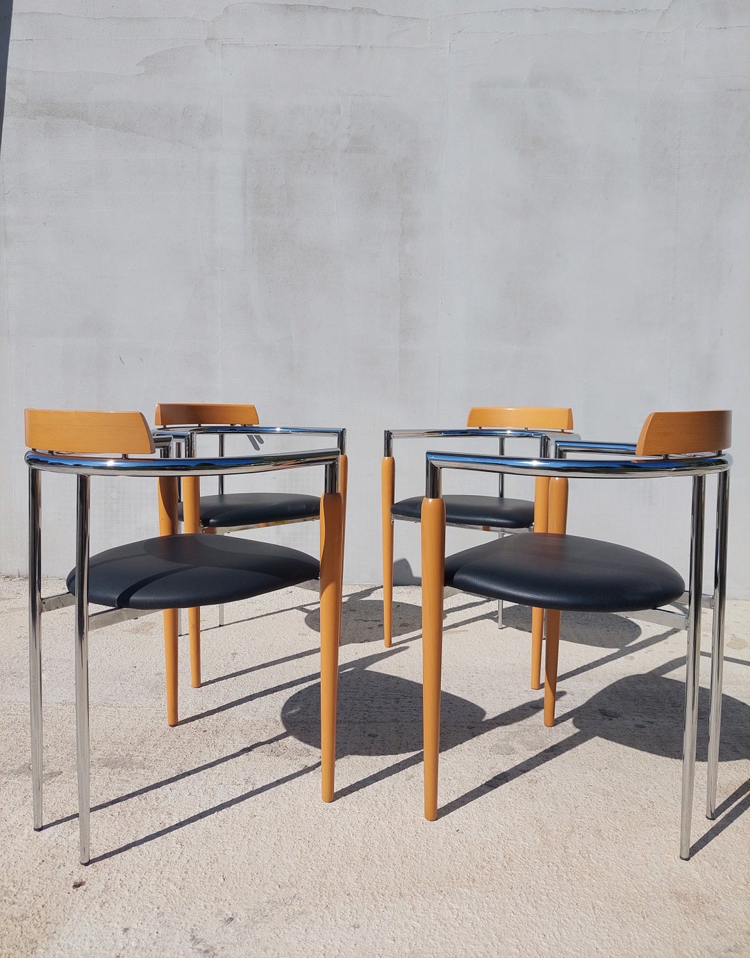 Vintage Italian Dining Chairs / Set of 4 / MCM Italian Designer Chairs ...