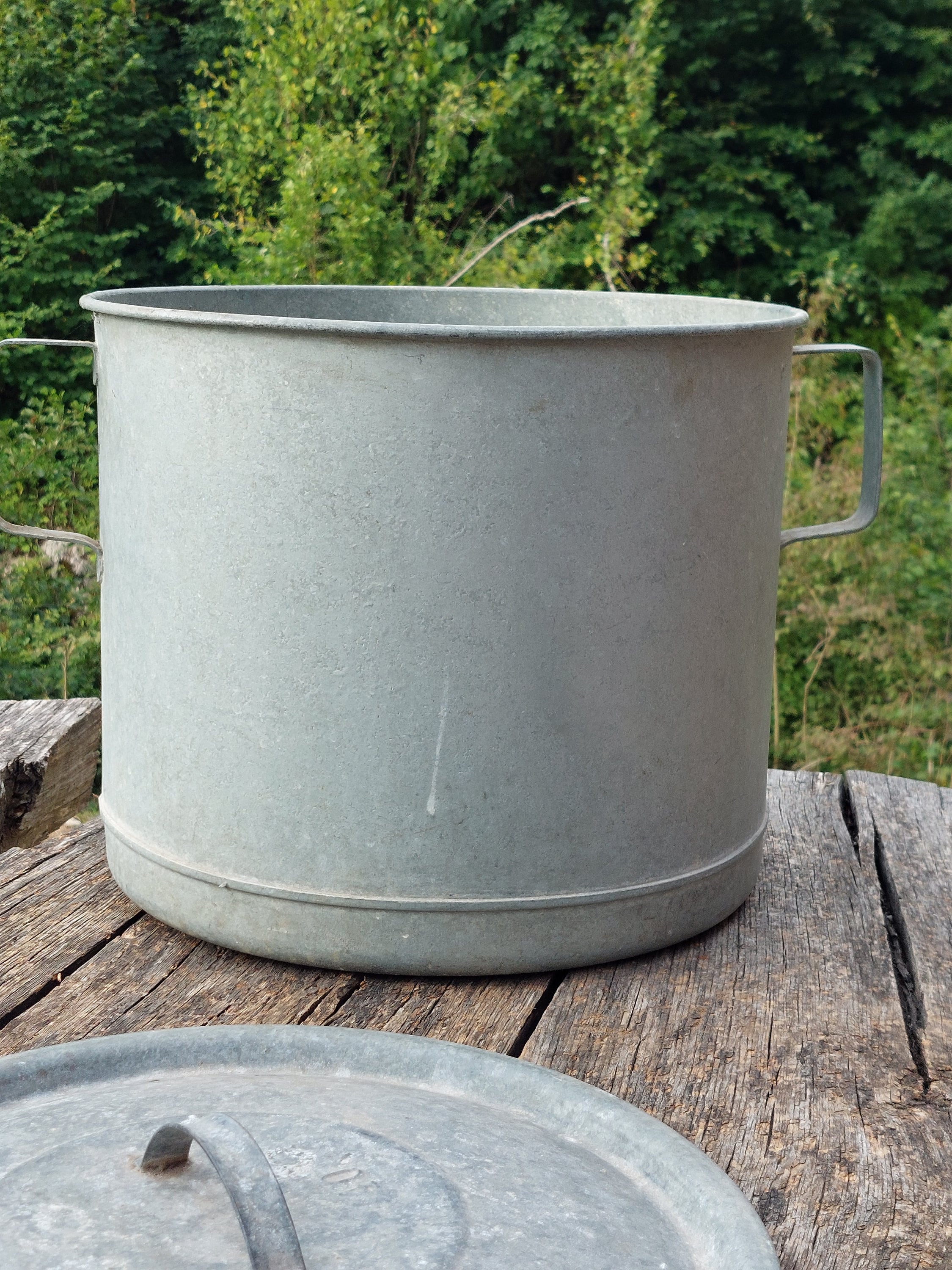 XL Vintage Galvanized Zinc Pot/two Handled Pot/garden - Etsy
