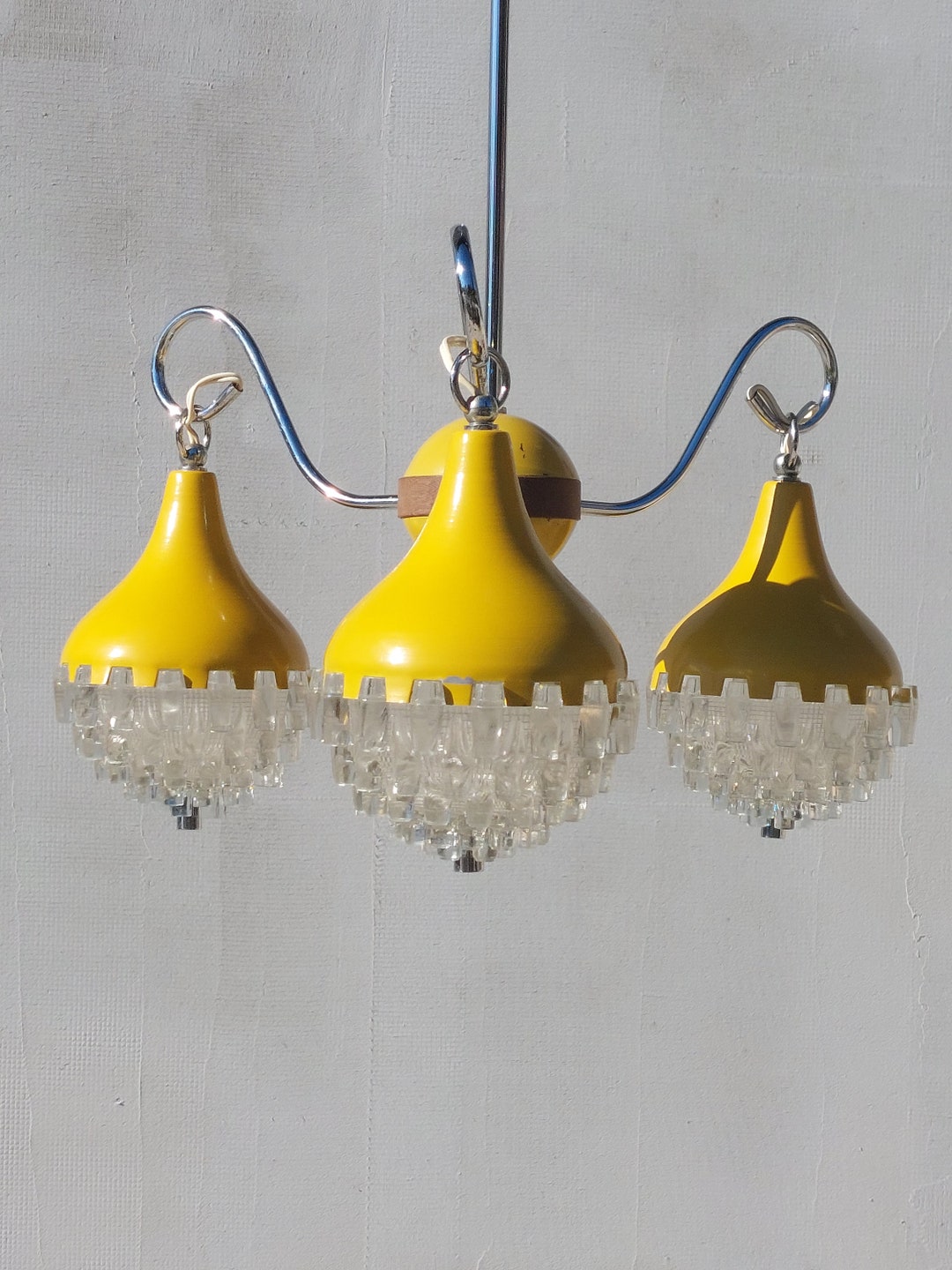 Retro Yellow Pendant Lamp, Space Age Chandelier, 70s Lighting - Etsy
