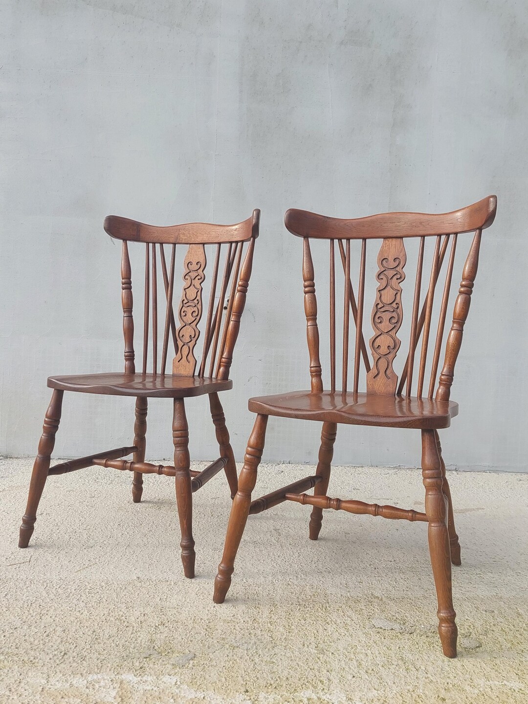 Vintage Spindle Back Chairs /PAIR / Vintage Farmhouse Chairs / Chic ...