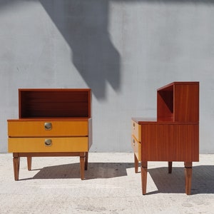 Retro Modern Nightstands/retro Polished Night Tables/pair/mcm/mid ...