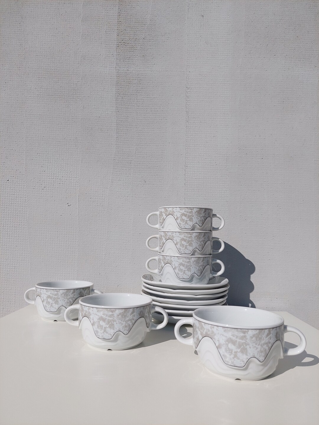 Vintage Soup Bowls With Saucher / Retro Soup Bowls With Saucher / Set ...