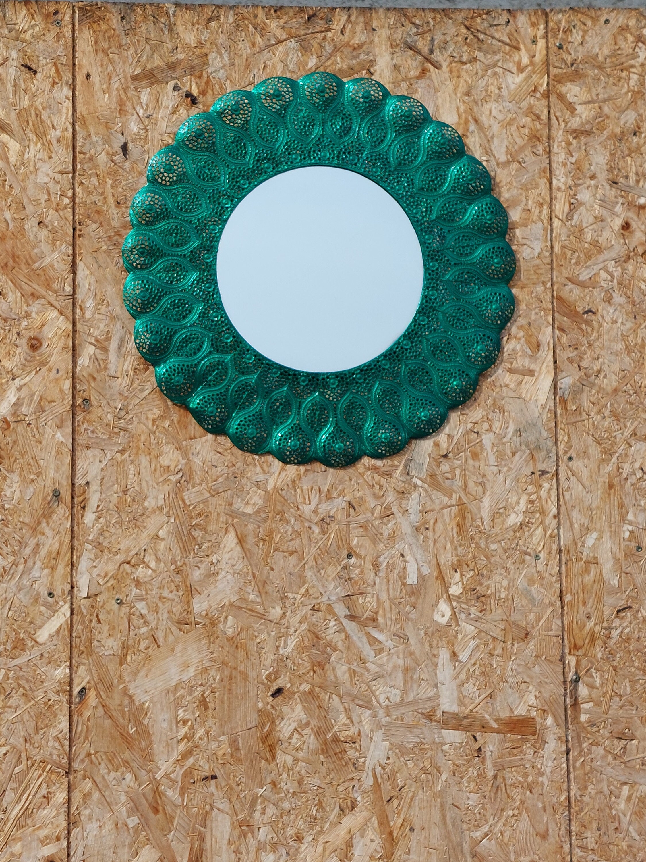 Vintage Metal Mirror / MCM Mirror / Unique Retro Mirror / Green Space ...