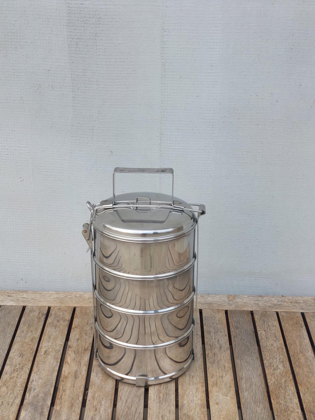 Retro Inox Lunch Box / Four Tier Tiffin Lunch Box / Food Carrier ...