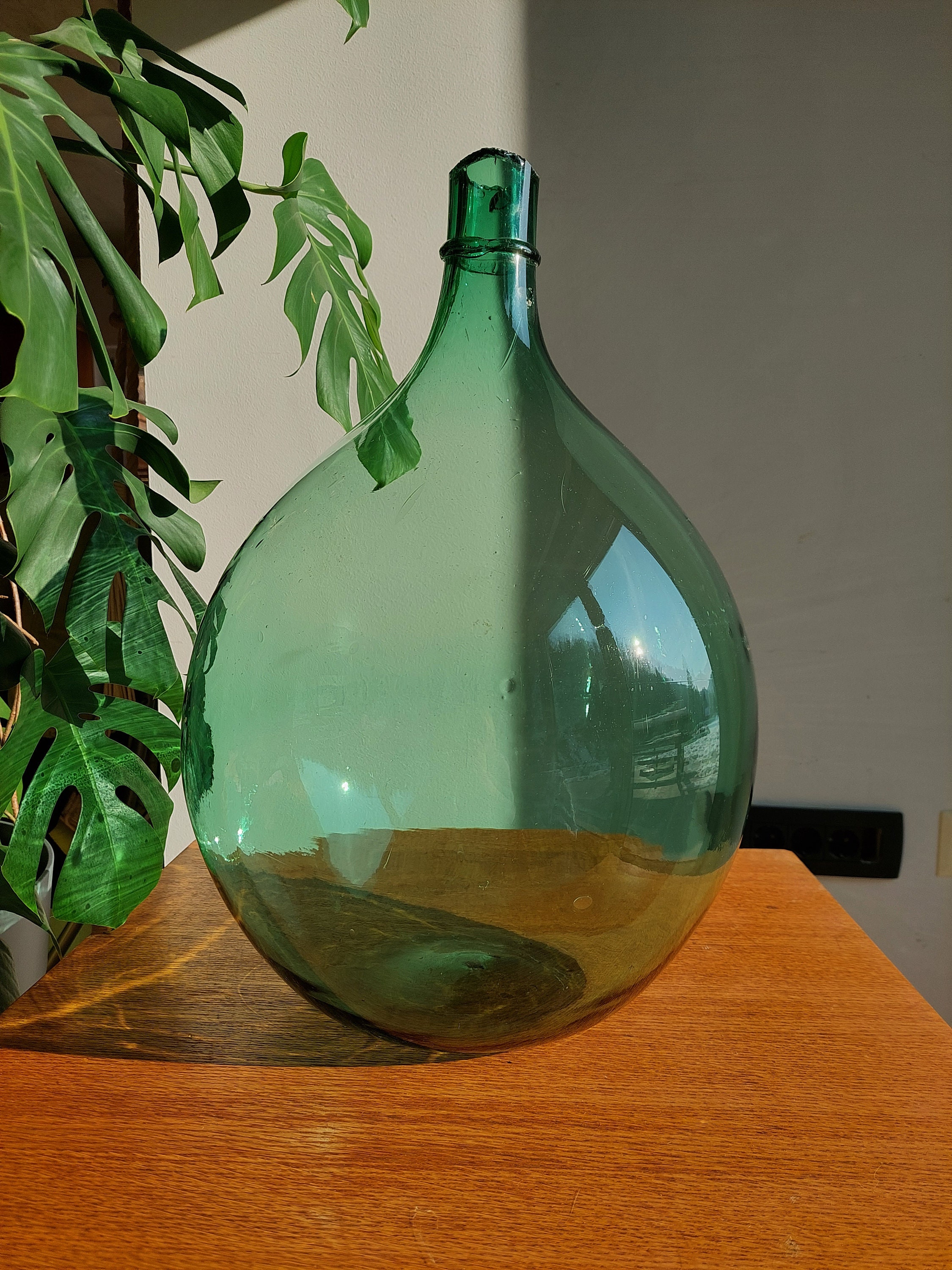 XL Rare Italian Blown Soft Turquoise Demijohn, Vintage Blown Demijohn ...