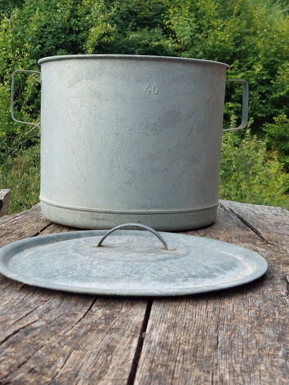 XL Vintage Galvanized Zinc Pot/two Handled Pot/garden - Etsy