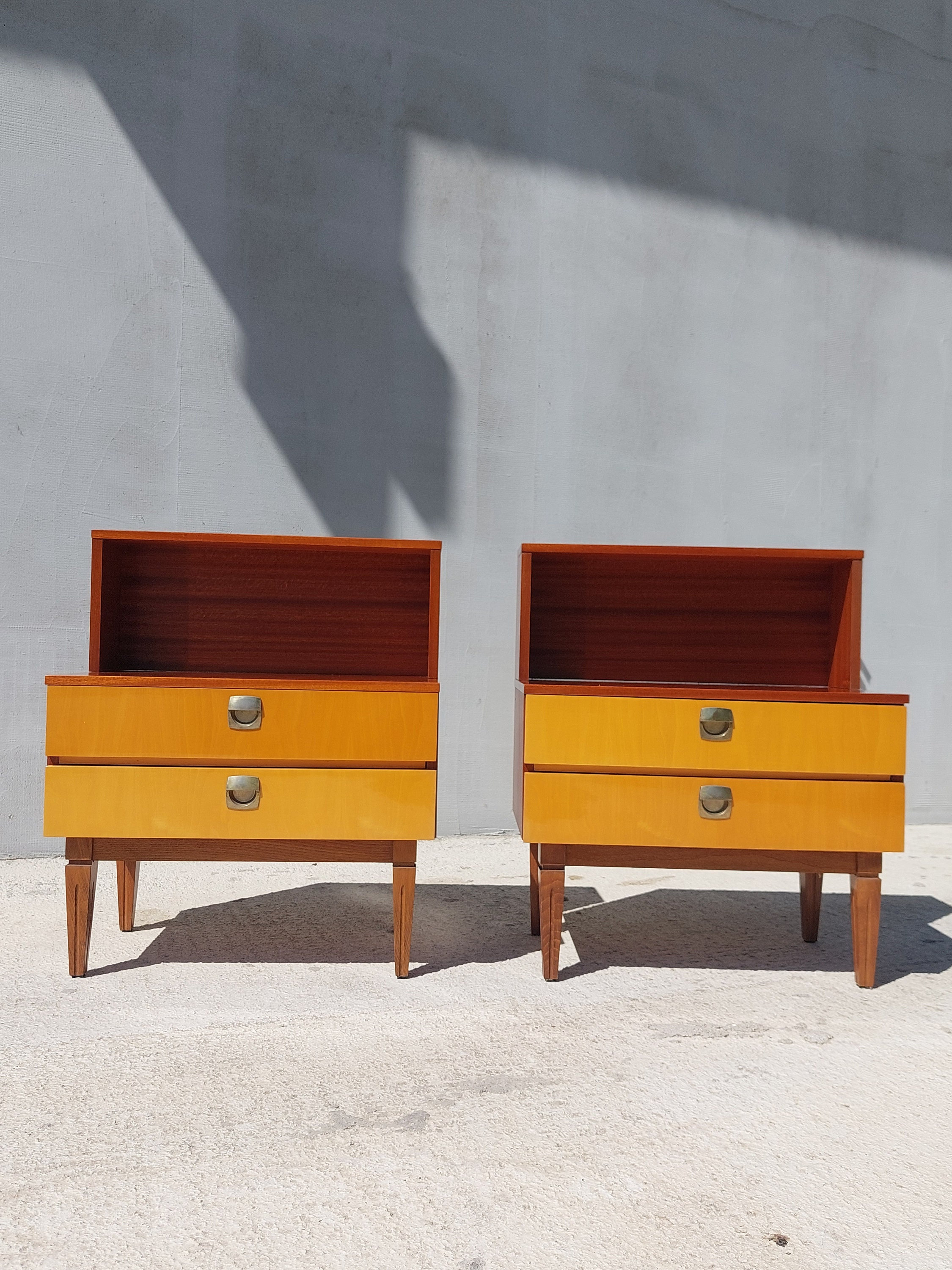 Retro Modern Nightstands/retro Polished Night Tables/pair/mcm/mid ...