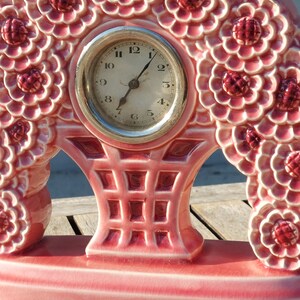 Majolica Floral Dresser Mantel Clock, Esdeve Sarreguemines Mantel Clock ...