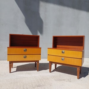 Retro Modern Nightstands/retro Polished Night Tables/pair/mcm/mid ...
