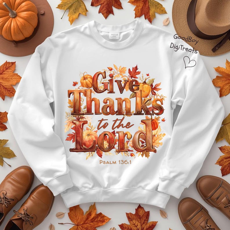 Give Thanks to the Lord Psalm 136 Clipart: Thanksgiving Greetings PNG ...
