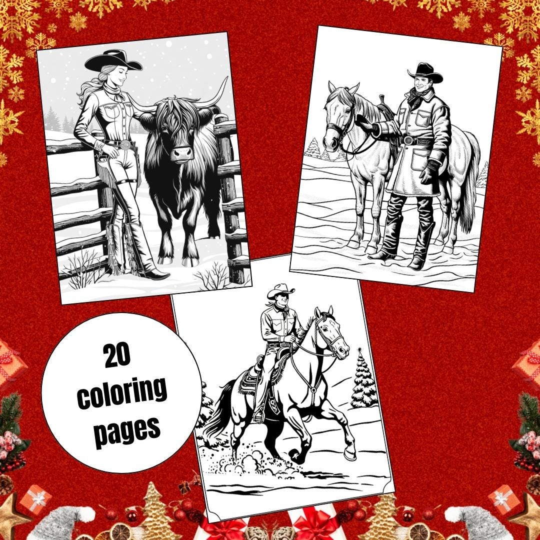 20 Printable Cowboy Western Christmas Coloring Pages | Coloring Pages ...