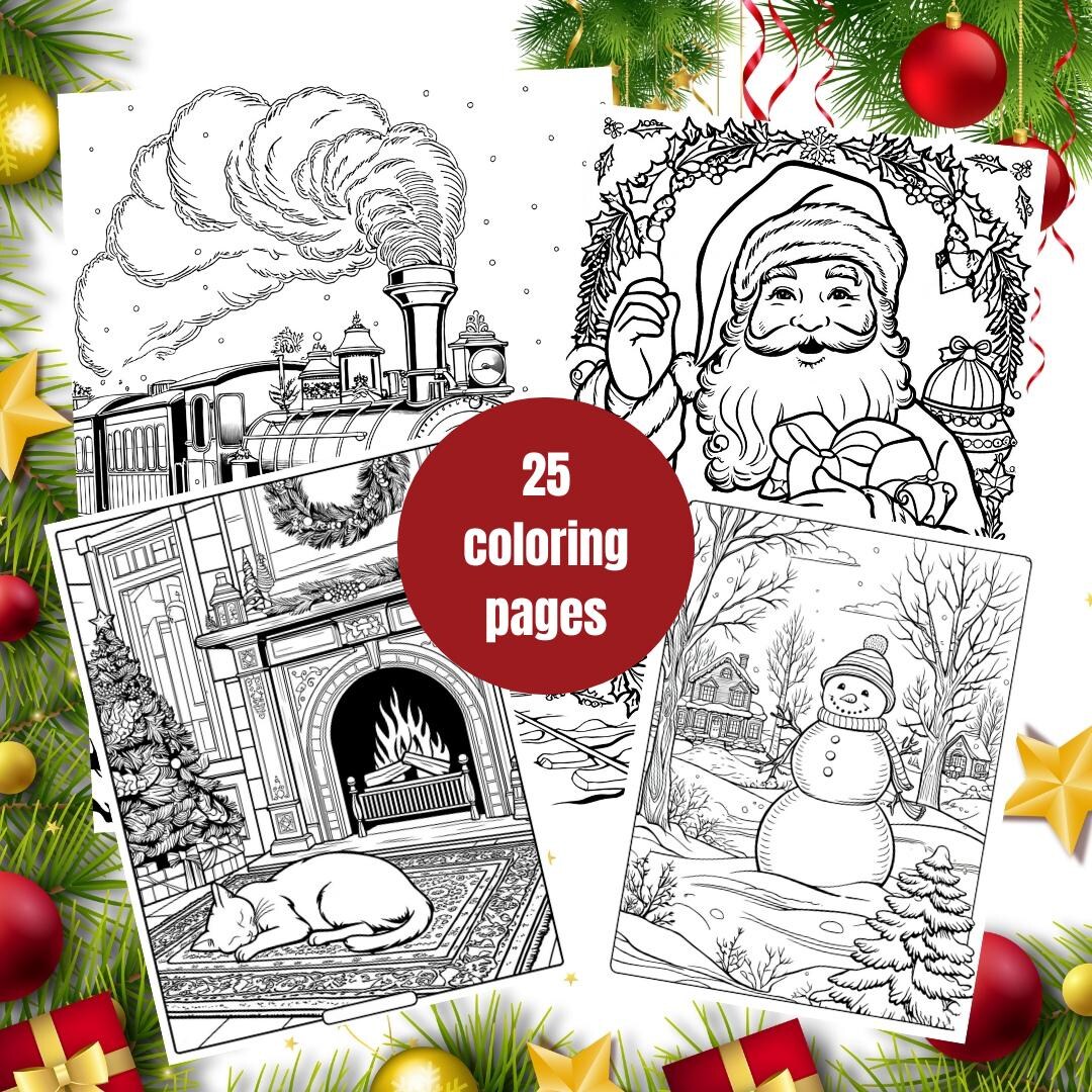 25 Christmas Coloring Pages: Printable Festive Winter Holiday Designs ...