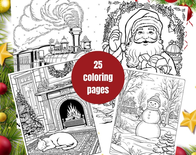 100 Vintage Christmas Coloring Pages, Kids & Adults (digital Download ...
