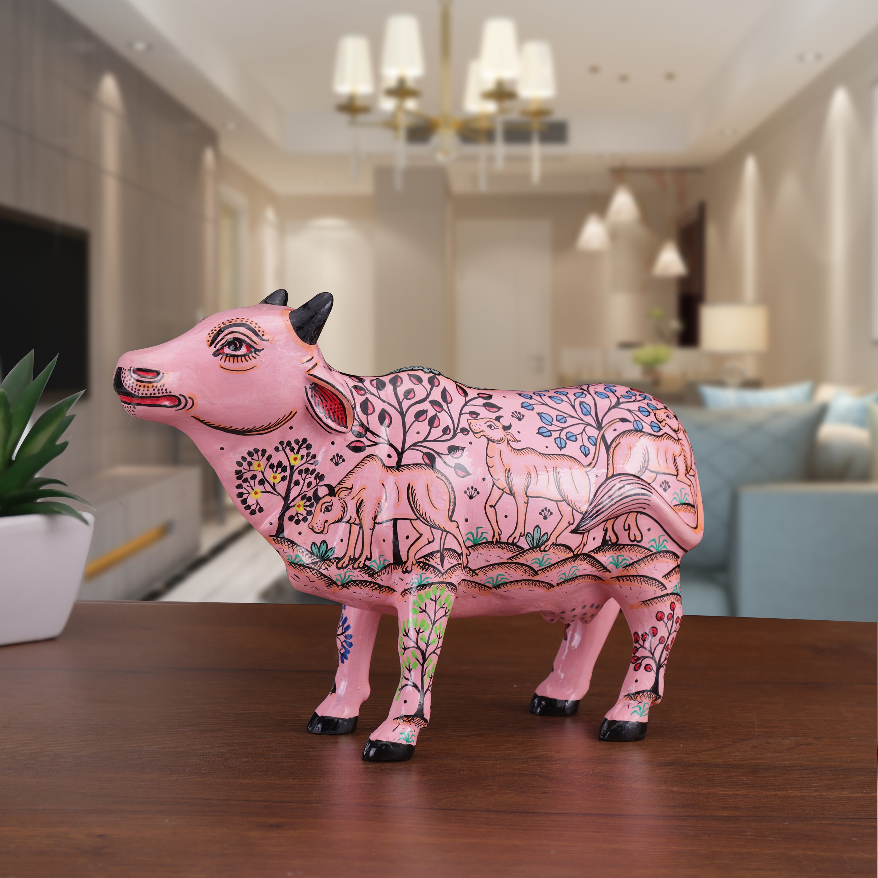 Limited Edition Cow Statue- Pink, Hand- Painted Animal Figurine ...