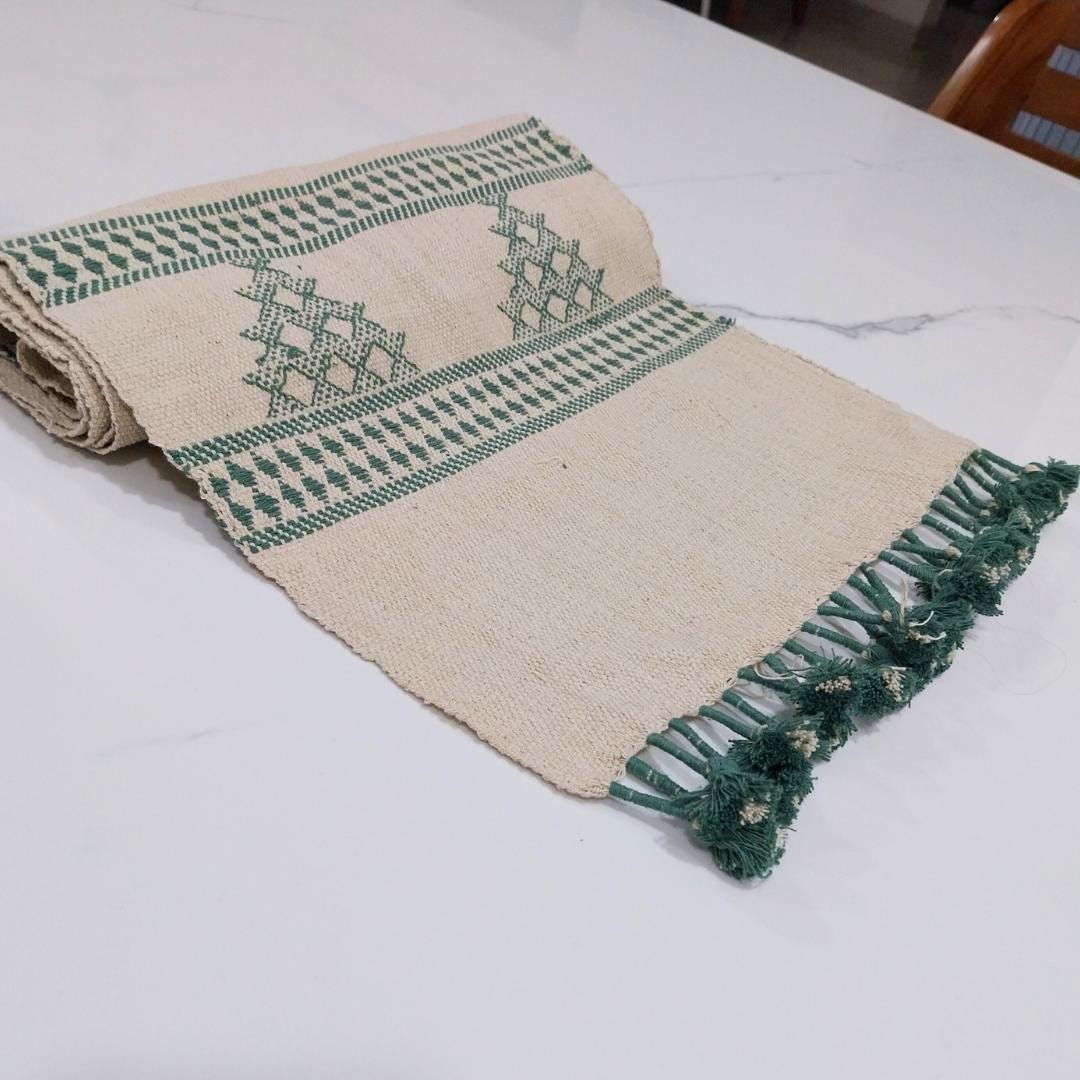 Mountain Bhujodi Handwoven Table Runner, Cotton, Extra Weft Weaving ...