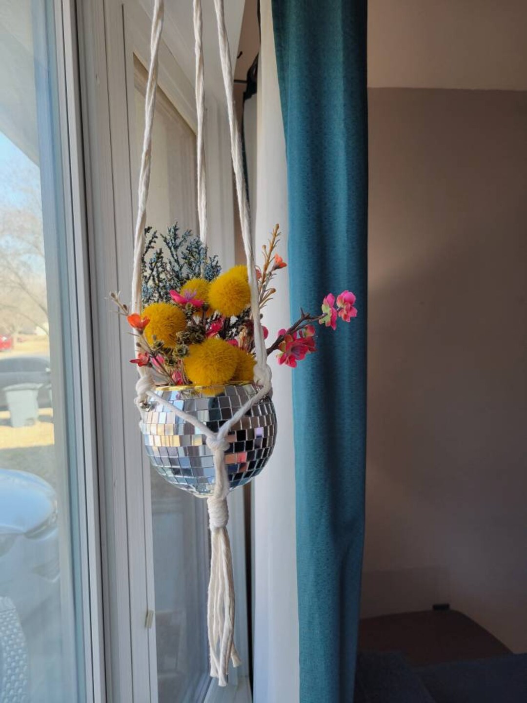 Macrame Disco Ball Hanging Planter - 4in & 6in - Etsy