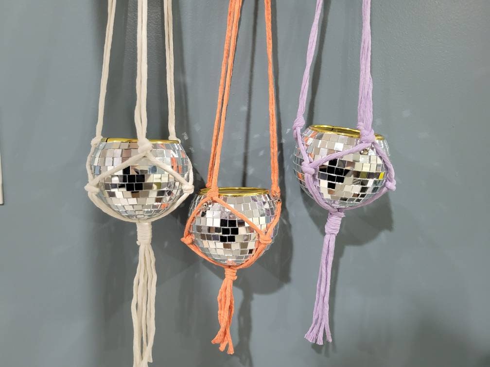 Macrame Disco Ball Hanging Planter - 4in & 6in - Etsy