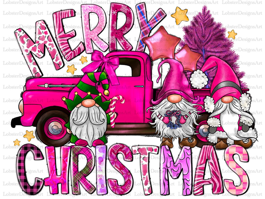Merry Pink Christmas Gnomies Png Sublimation Design Download, Pink ...