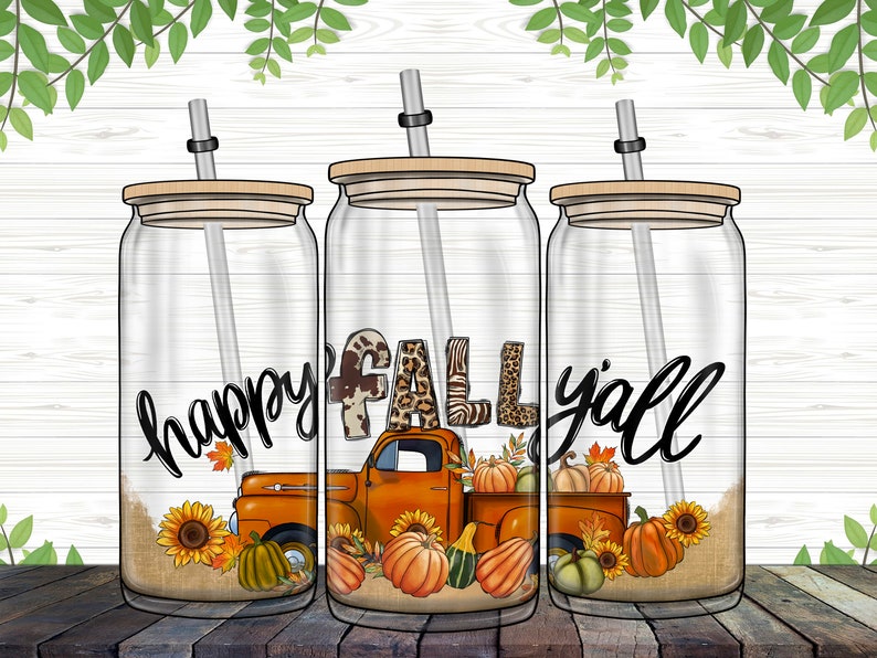 Happy Fall Y'all 16oz Png, 16oz Libbey Cup Png, 16 Oz Libbey Glass ...