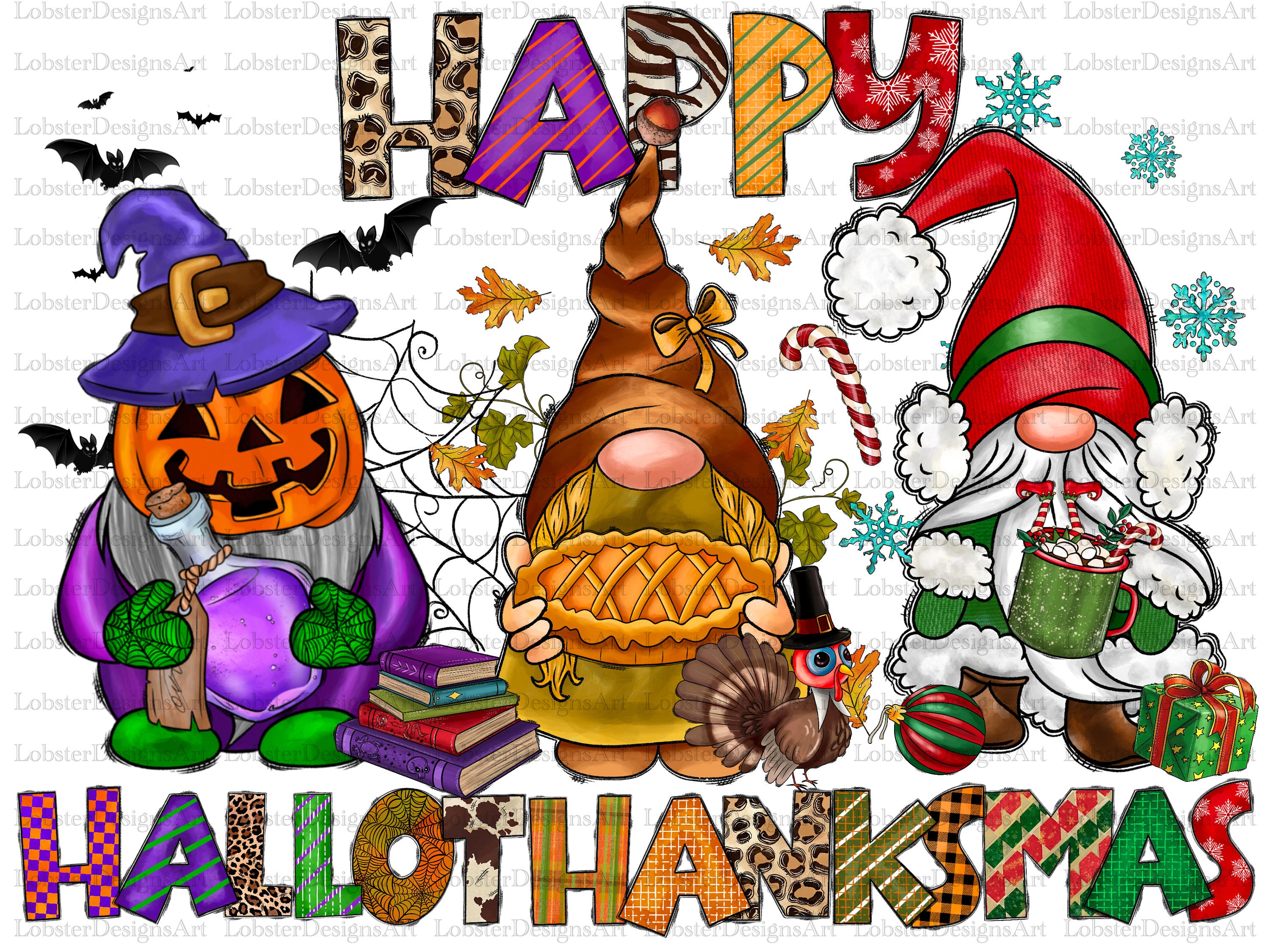 Happy Hallothanksmas Png Gnomes Png Halloween Png Christmas - Etsy