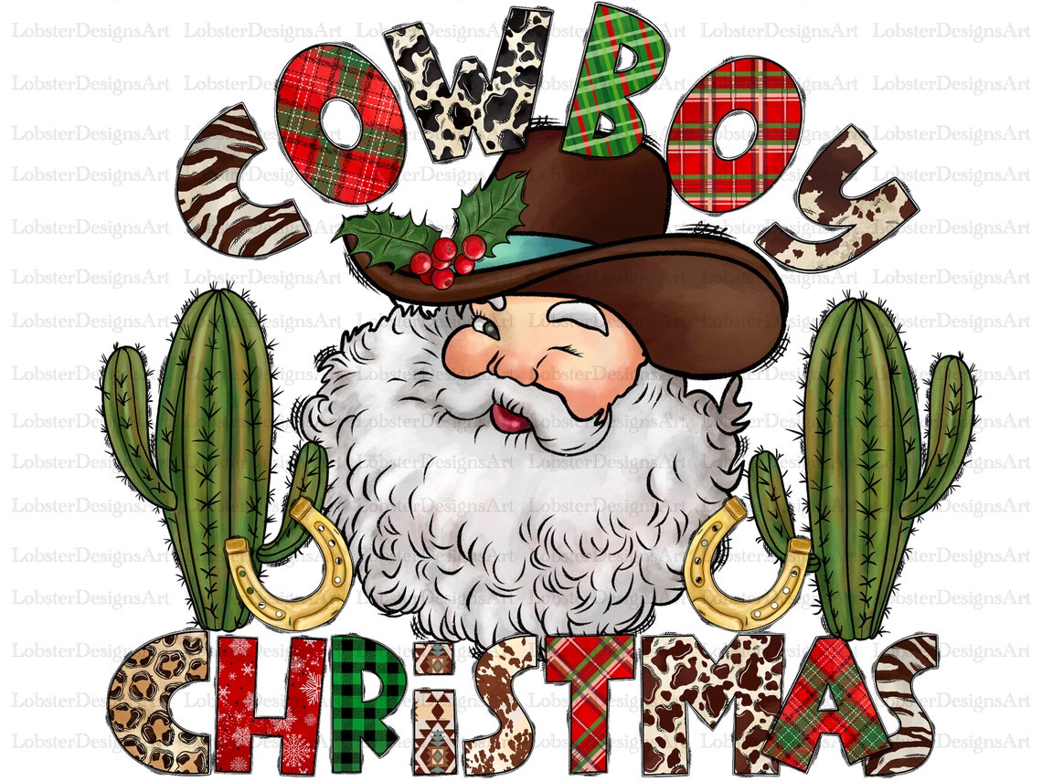 Cowboy Christmas Png Merry Christmas Png Santa Claus Cowboy - Etsy