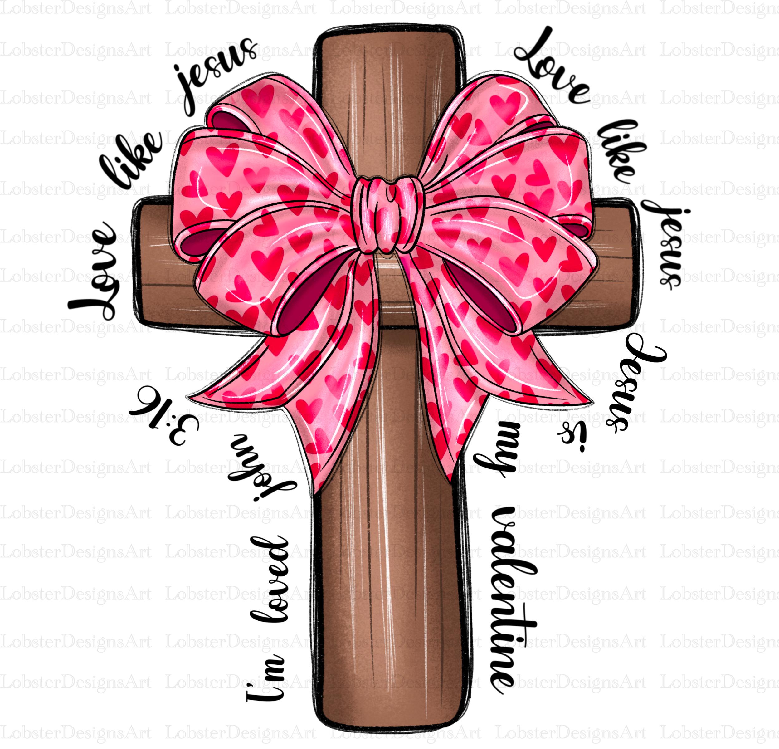 Coquette Pink Love Like Jesus Png, Coquette Cross Png, Coquette ...