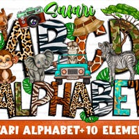 Jungle Alphabet, Cute Safari Animals Clipart, Jungle Animal Clipart ...