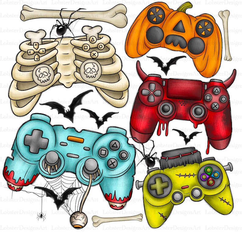 Halloween Skeleton Zombie Gaming Controllers Mummy Boys Kids Png ...