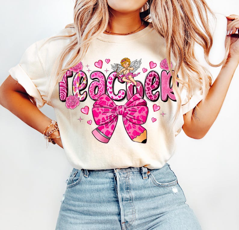 Teacher Valentine Coquette Bow Pencil Png, Glitter Valentine Teacher ...