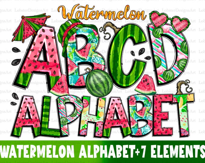 Watermelon Letters Clipart, Alphabet Letters SVG, Doodle Letters PNG ...
