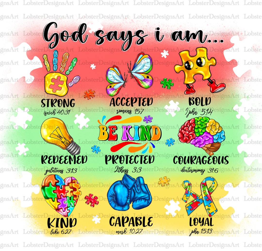 God Says I Am Autism Png,retro Autism Png, Be Kind Png,christian Png ...
