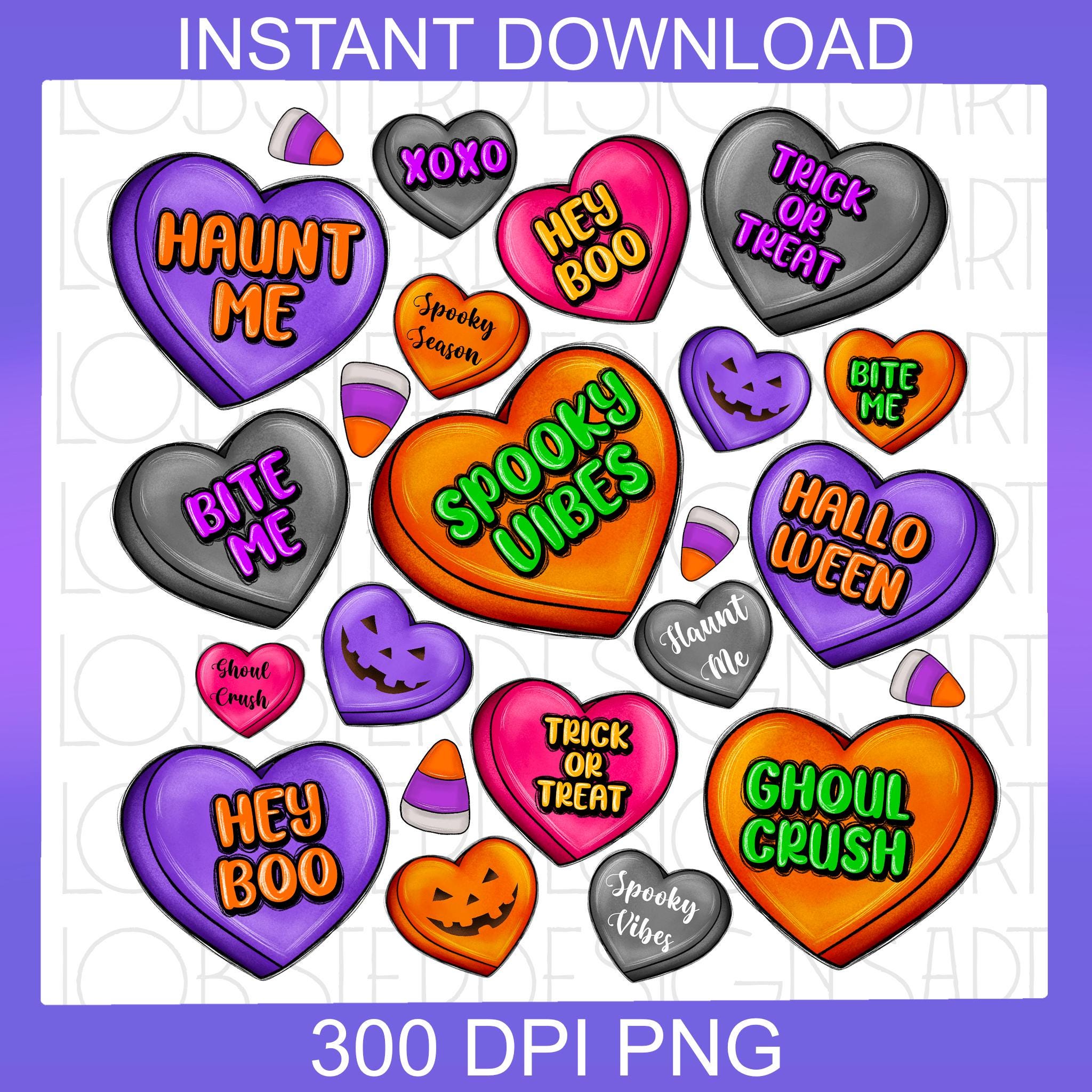 Candy Hearts Halloween Png, Retro Halloween Png,halloween Png,halloween ...