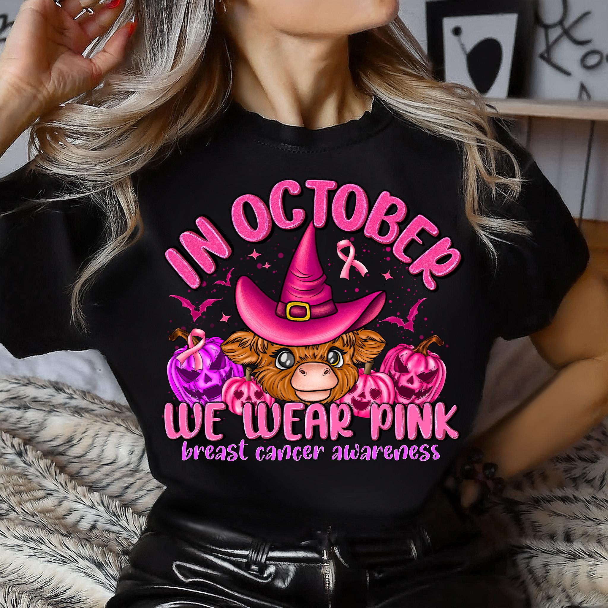 In October We Wear Pink Cow PNG Png, Breast Cancer Awareness Png ...