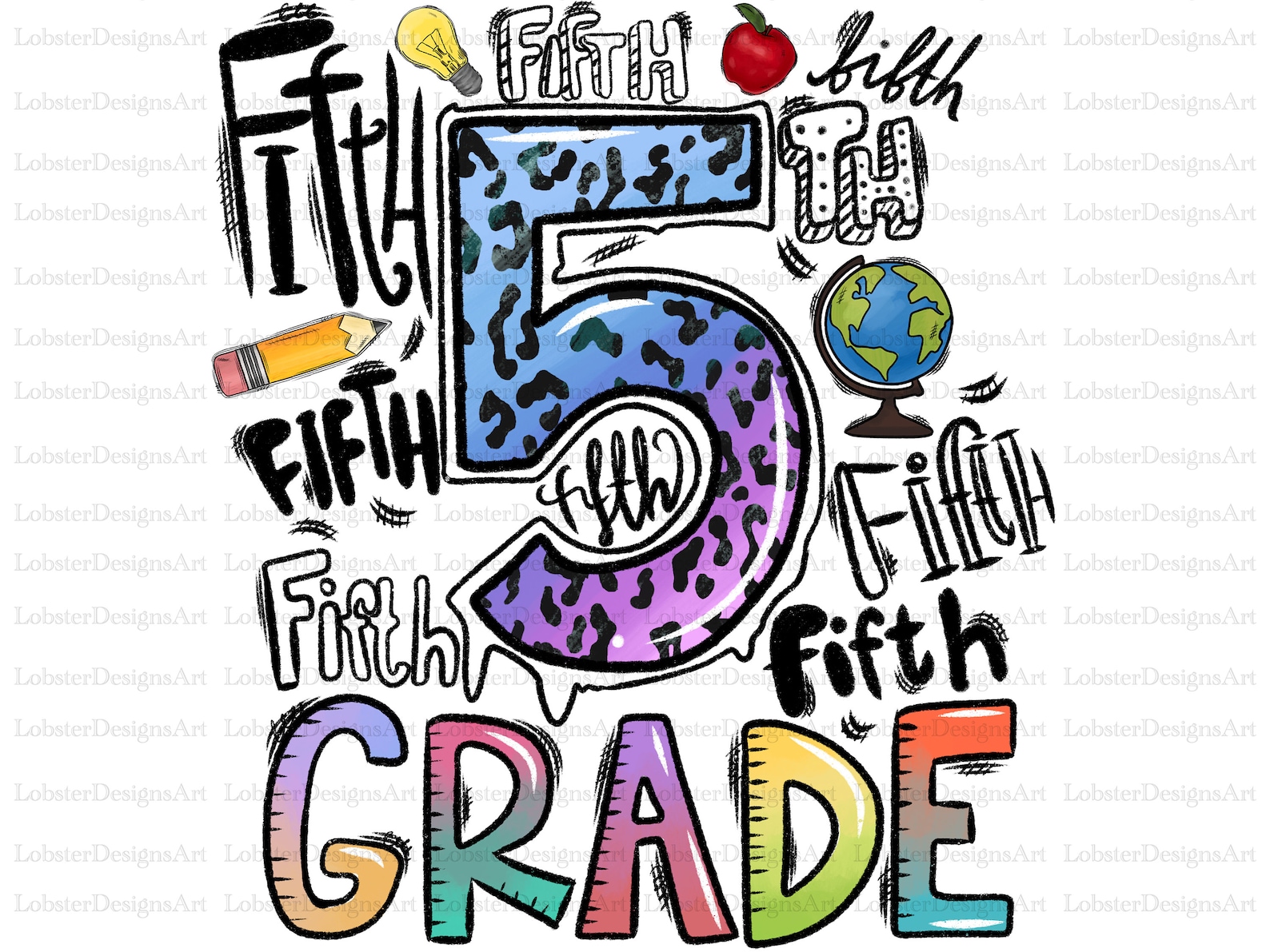 Fifth Grade PNG File for Sublimation,back to School, Fifth Grade ...
