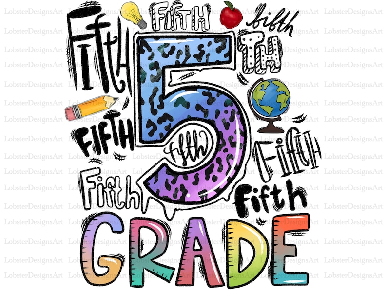 Fifth Grade PNG File for Sublimation,back to School, Fifth Grade ...