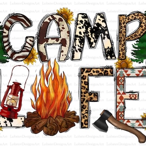 Camp Life PNG File, Camp PNG, Camping Design PNG, Leopard, Cowhide ...