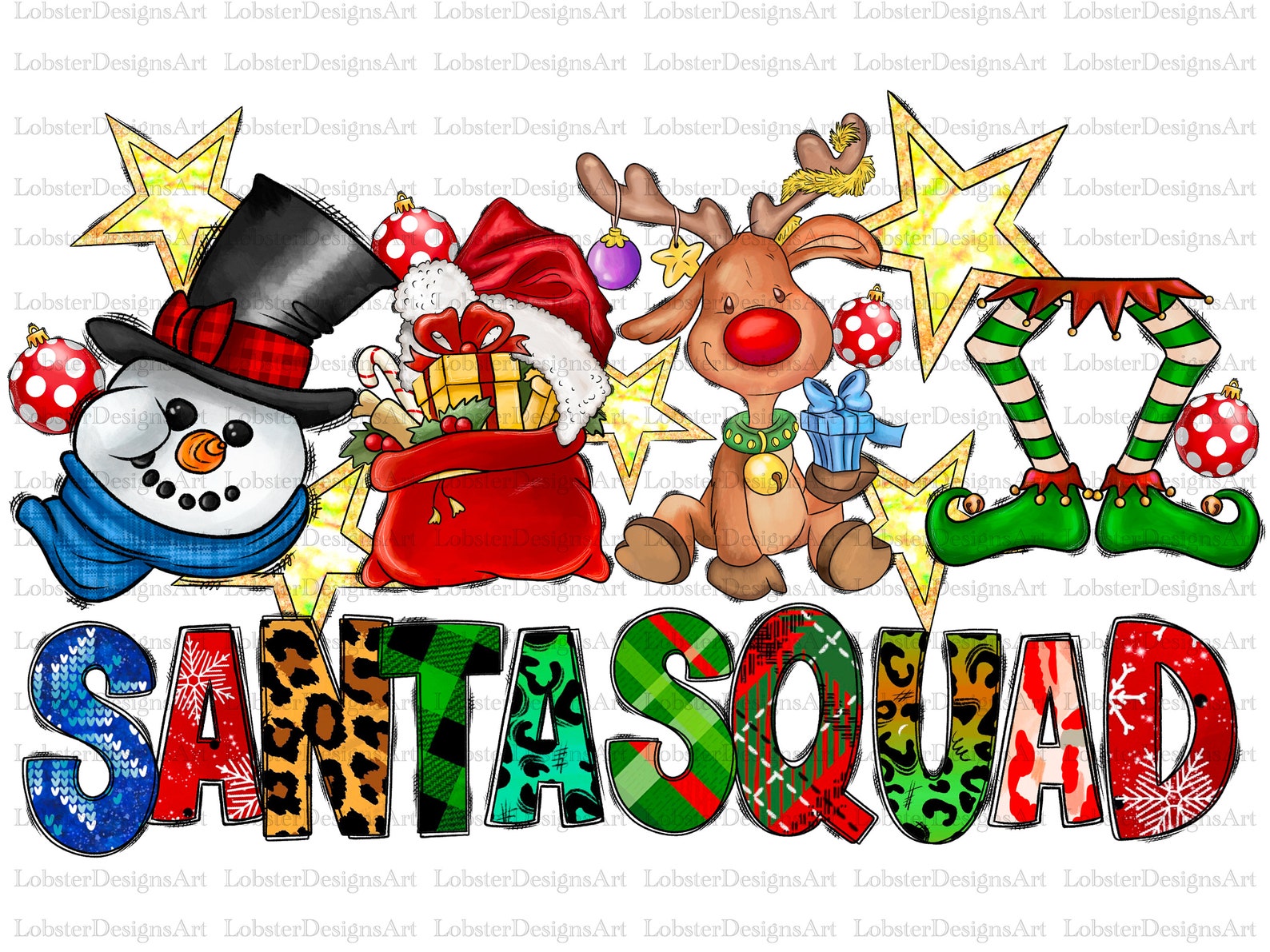 Santa Squad Pngchristmas Squad Pngmerry Christmas Pngsquad - Etsy