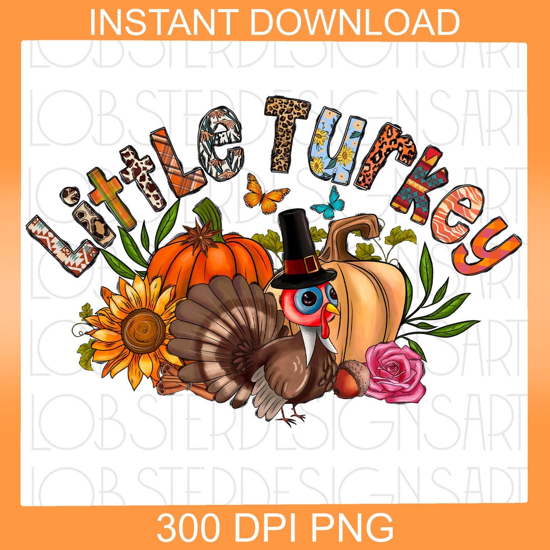 Little Turkey Png, Thanksgiving Western Cute Turkey Png Sublimation ...