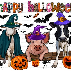 Happy Halloween Farm Png, Sublimation Design, Halloween Png, Pig Png ...