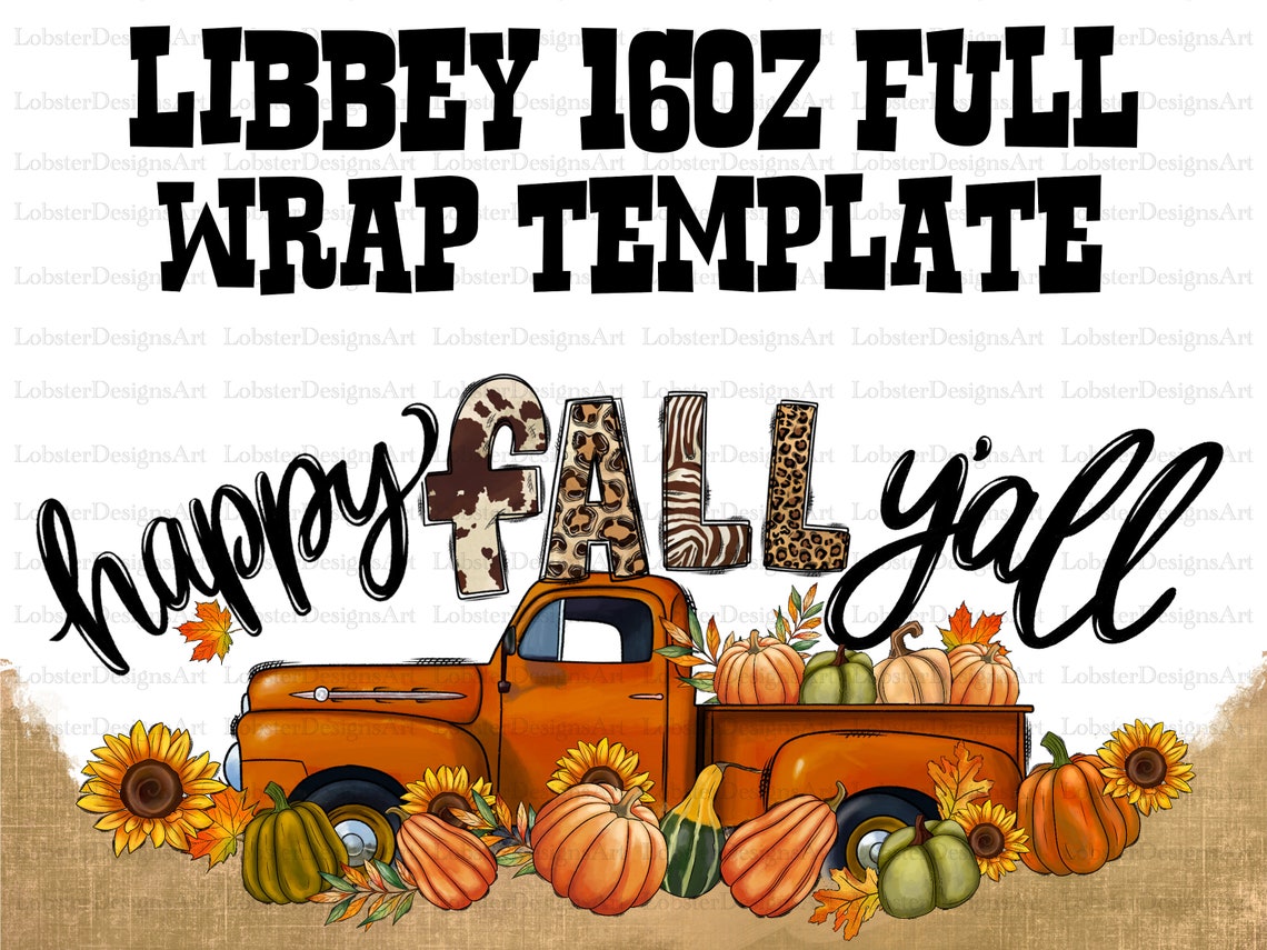 Happy Fall Y'all 16oz Png, 16oz Libbey Cup Png, 16 Oz Libbey Glass ...