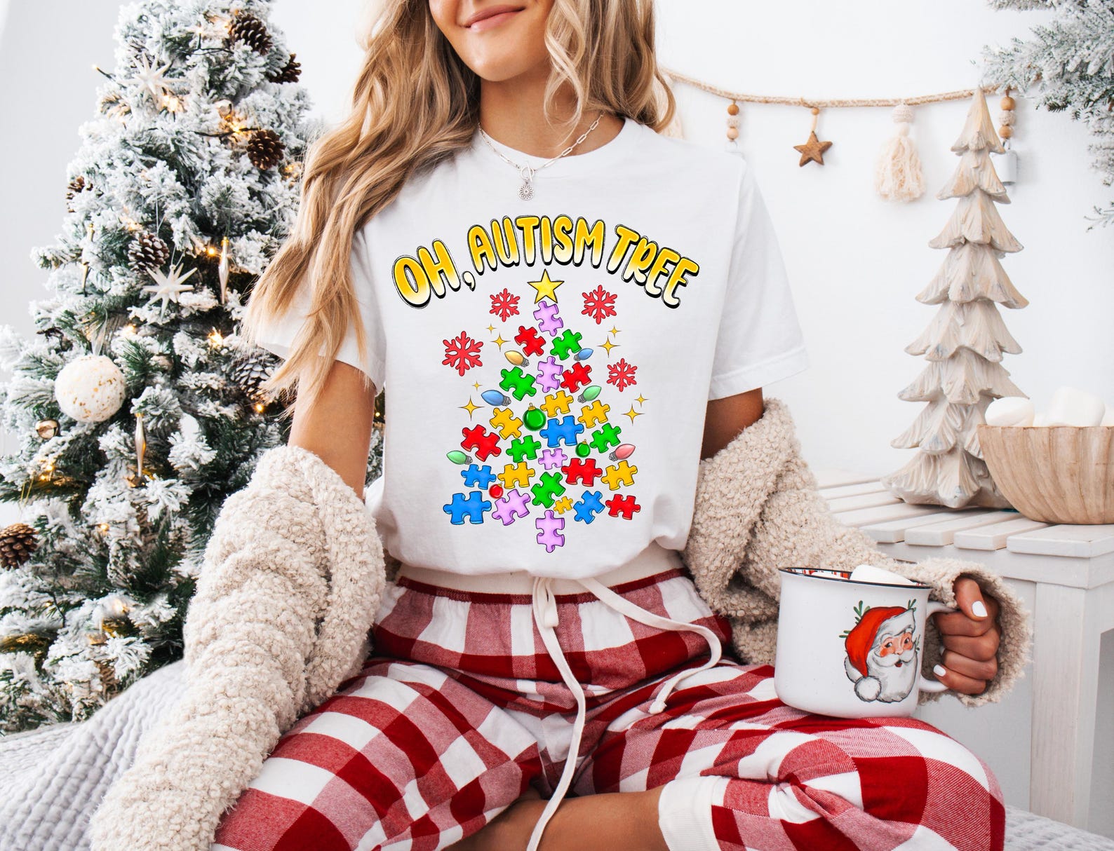Christmas Oh Autism Tree Xmas Lights Puzzle Awareness, Oh Autism Tree ...