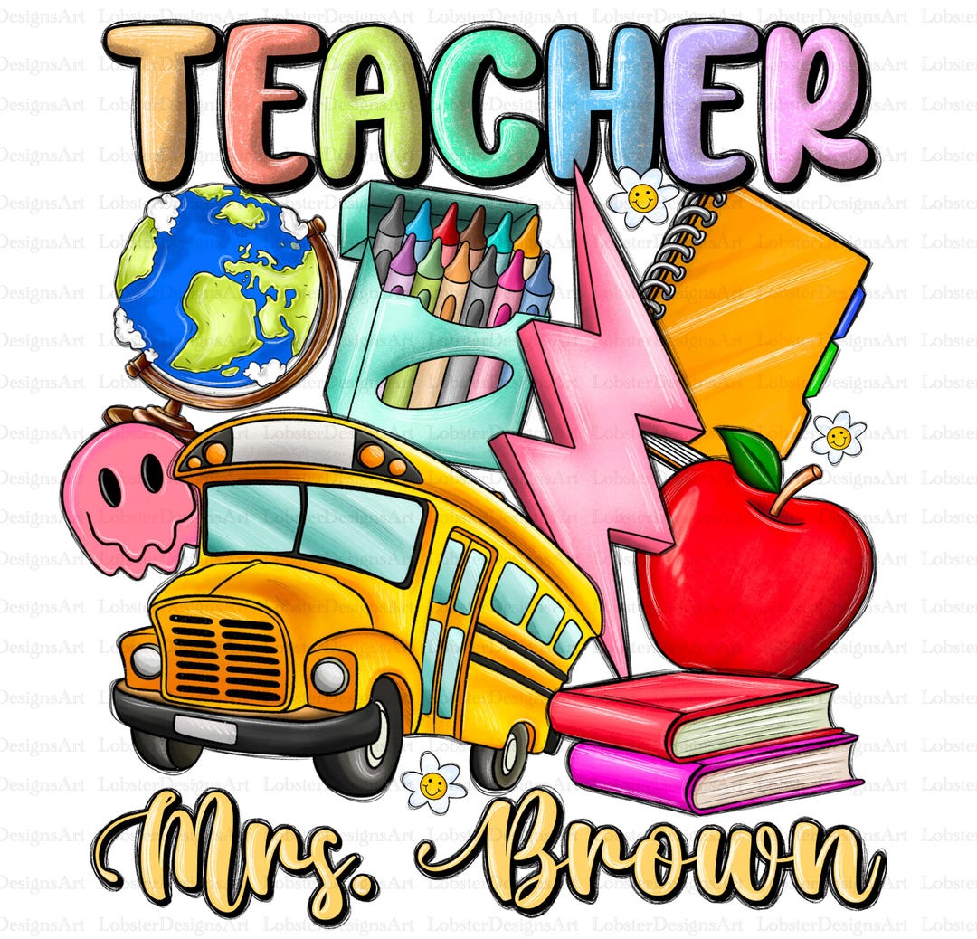 Custom Retro Teacher Name PNG, Back to School Png Design, Teacher Png ...