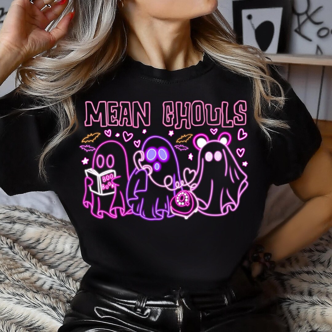 Mean Ghouls Ghost Png, Halloween Neon Png, Retro Halloween Png, Spooky ...