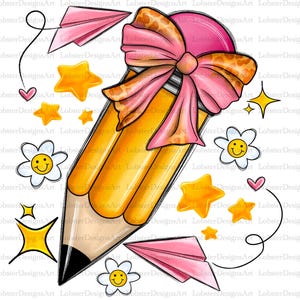 Pencil Bow Teacher Name Custom Design, Coquette Bow Teacher Png, Back ...