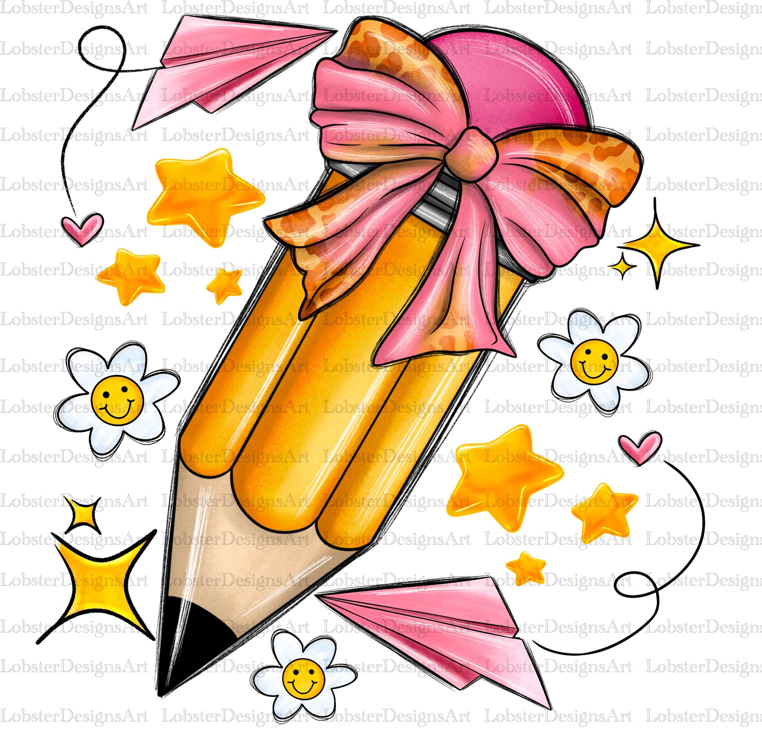 Pencil Bow Teacher Name Custom Design, Coquette Bow Teacher Png, Back ...