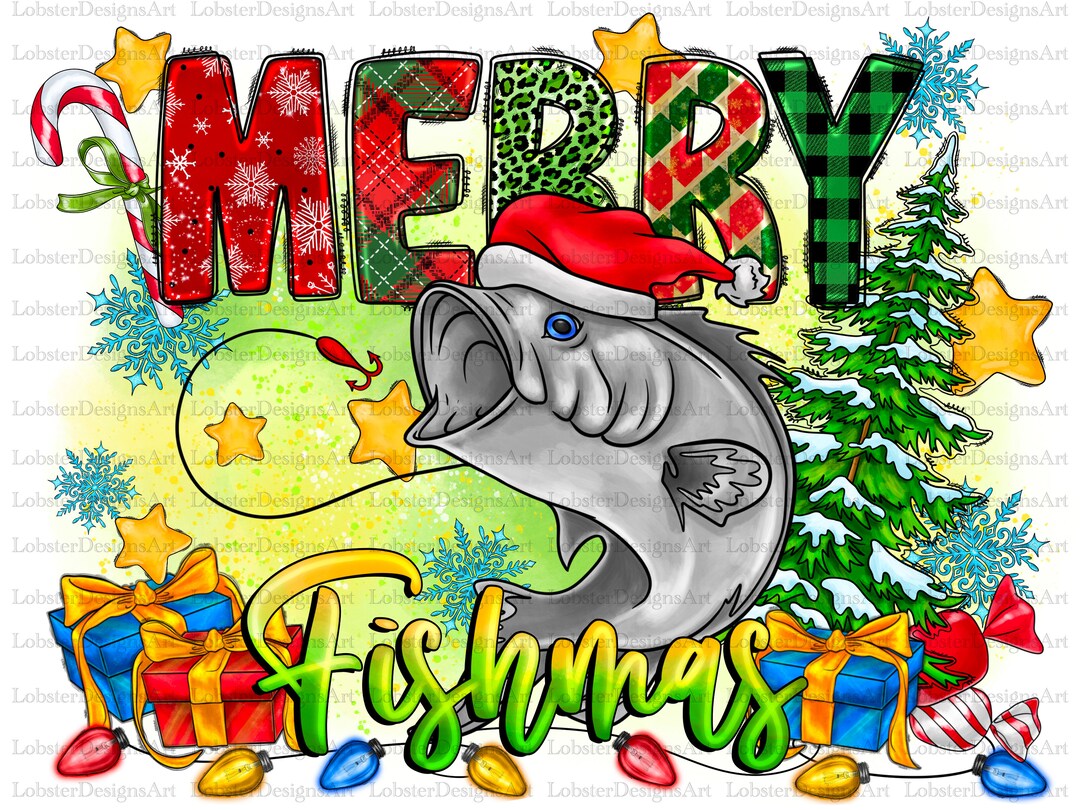 Merry Fishmas PNG, Bass Christmas Sublimation, Digital Download ...