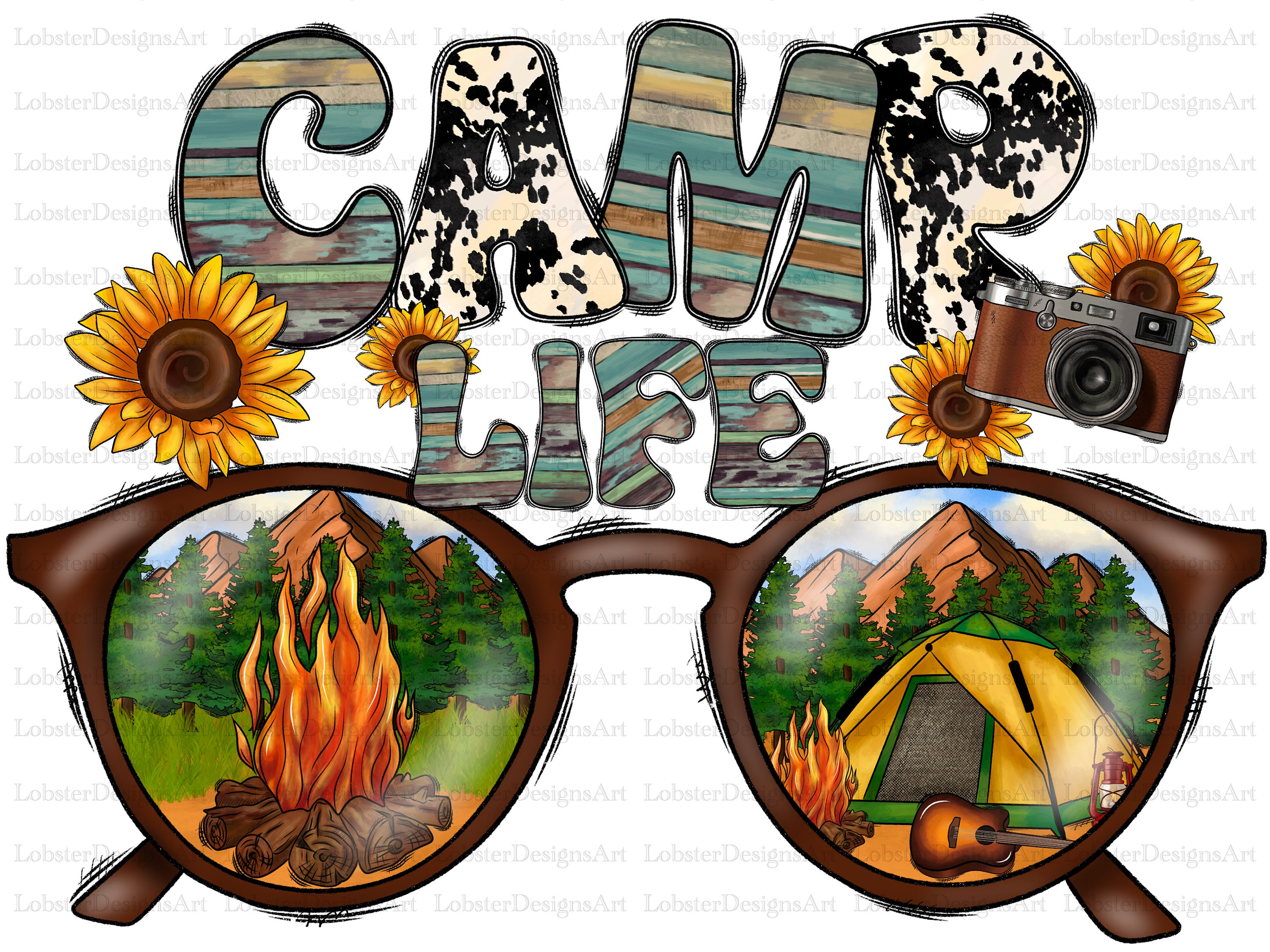 Camp Life PNG File, Glasses PNG, Camping Design PNG, Leopard, Camp Fire ...
