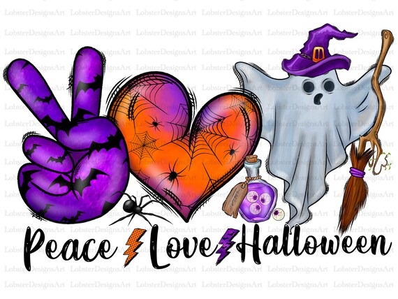 Peace Love Halloween Png Halloween Sublimationhalloween - Etsy